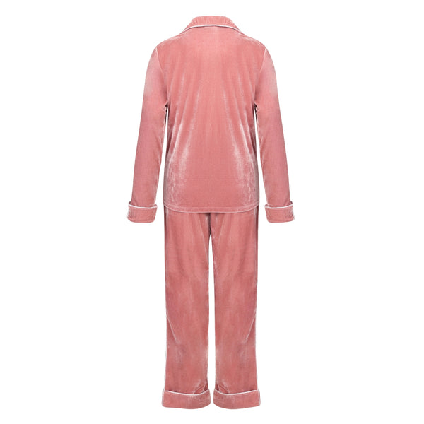 Ladies Pink Velvet Pyjamas Athena | Pyjama Collection | Bown of London ...
